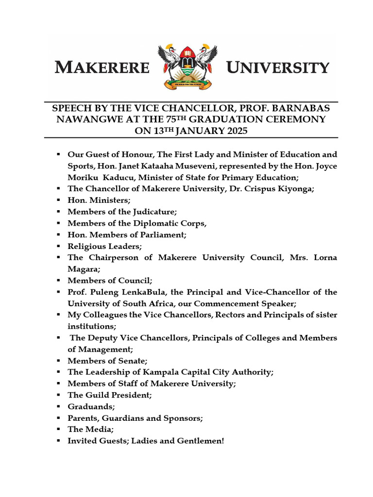Makerere University 75th Graduation Ceremony | PDF