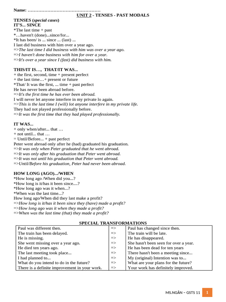 Past Modals and Tense Transformations | PDF | Linguistics | Grammar