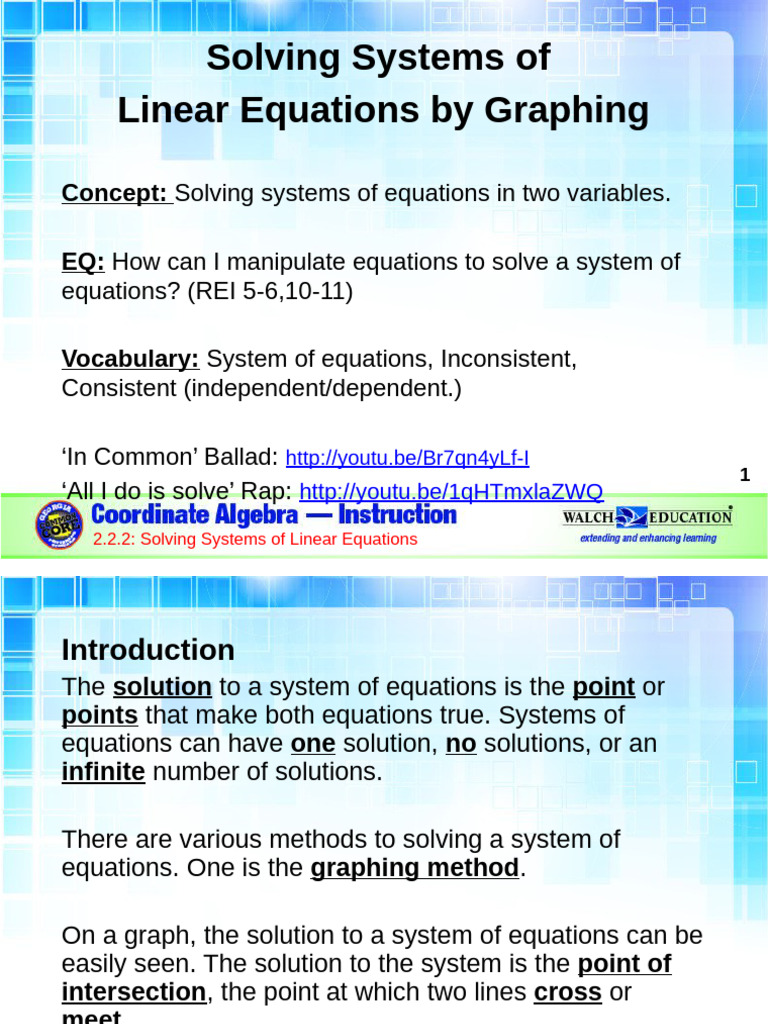 1 Lesson - 32 - Week 25 - Dated 02-13-2023 Graphing Systems of ...