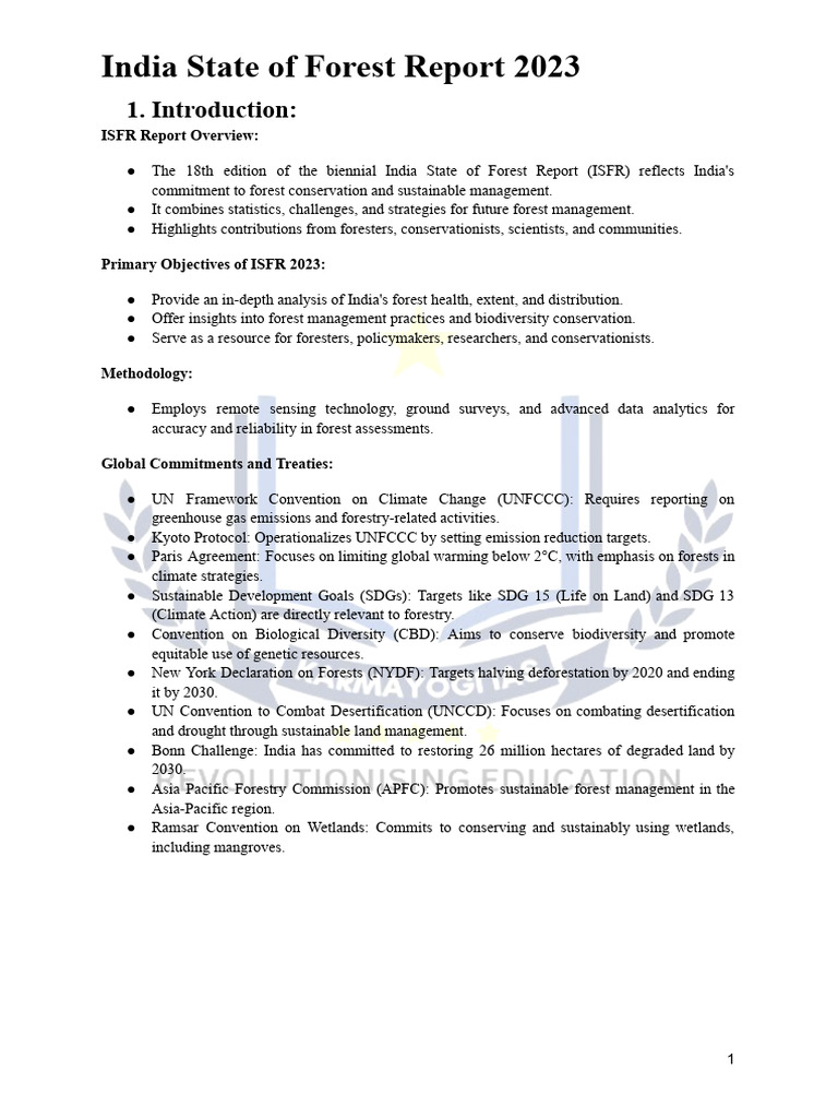 India State of Forest Report 2023 Summary | PDF | Forests | Mangrove