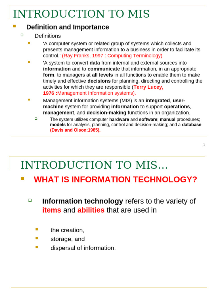Chapter 1 Management Information Systems | PDF | System | Information