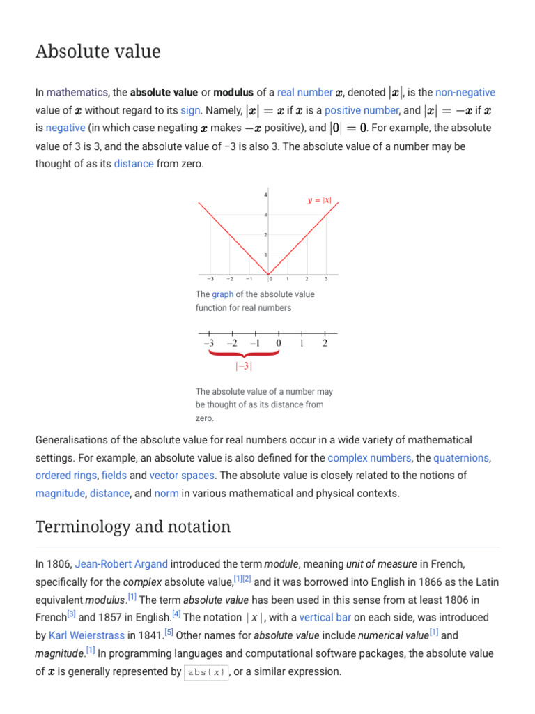 Absolute Value - Wikipedia | PDF | Complex Number | Mathematical Objects