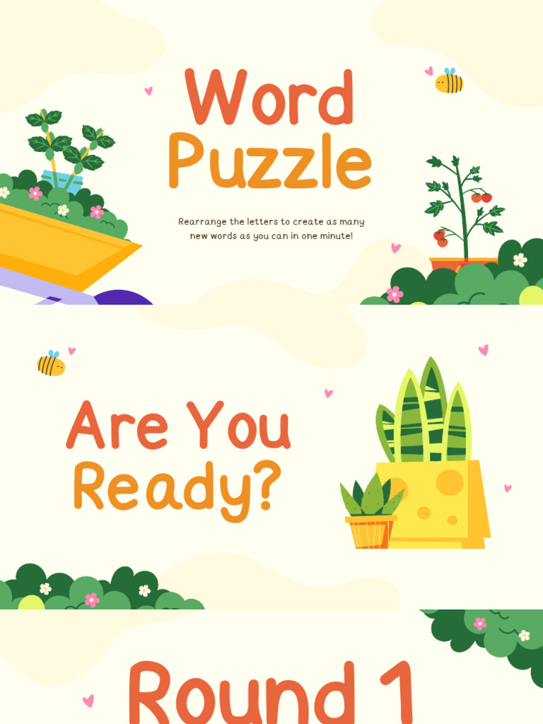Yellow Orange Playful Illustration Word Puzzle Game Presentation ...