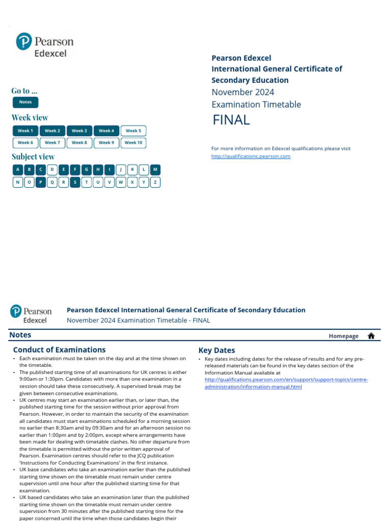 Pearson Exams Timetable Oct 2024 | PDF | Physics | Economics