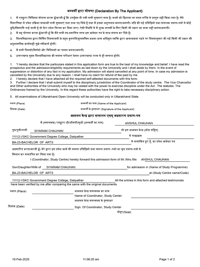 Applicant Declaration Form | PDF | Justice | Crime & Violence