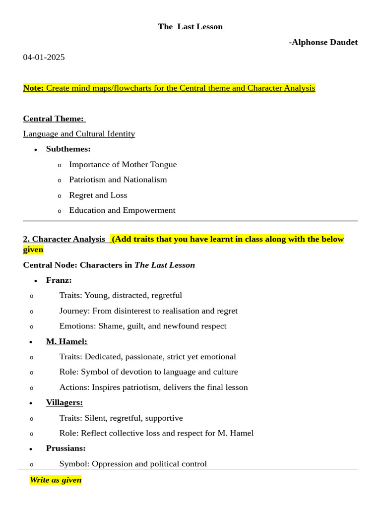 The Last Lesson - Notes | PDF | Psychology | Behavioural Sciences