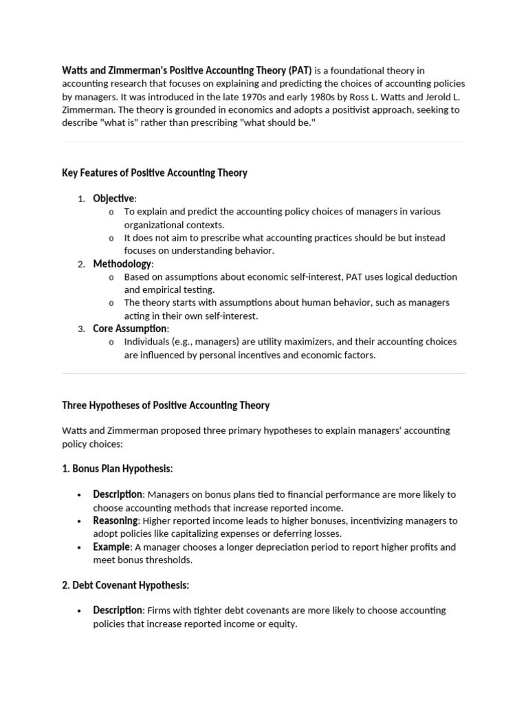 Understanding Positive Accounting Theory | PDF | Theory | Policy