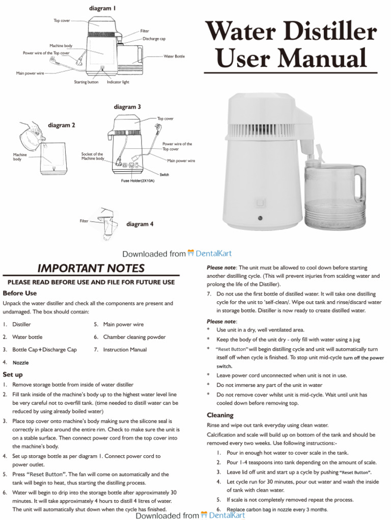 Water Distiller Manual 01 | PDF