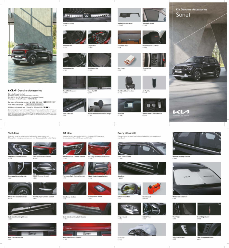 Kia Sonet Accessories Brochure 2024 | PDF