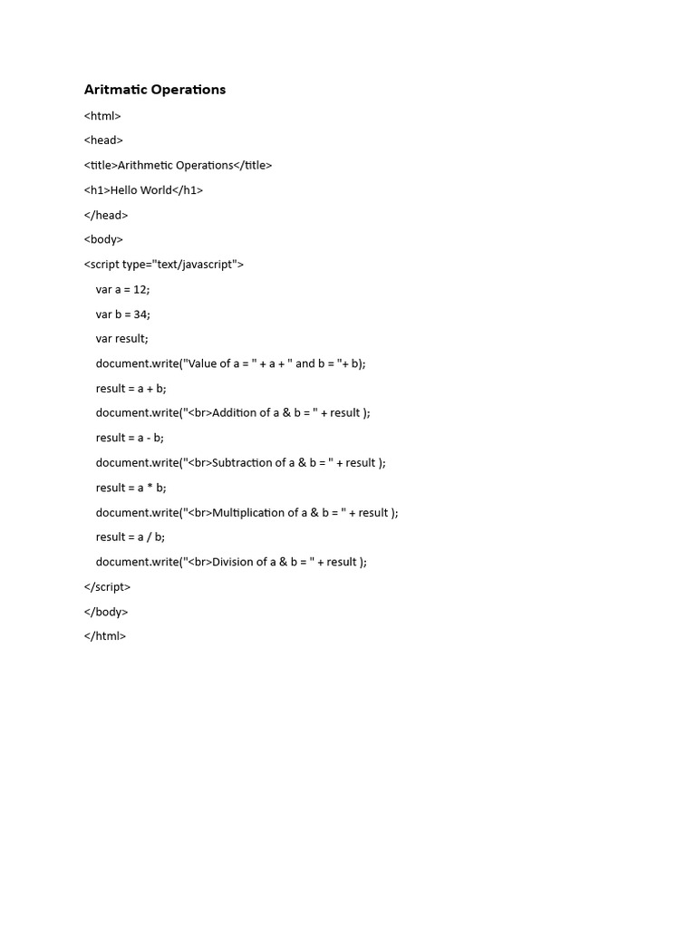 Arithmetic Operations Overview | PDF