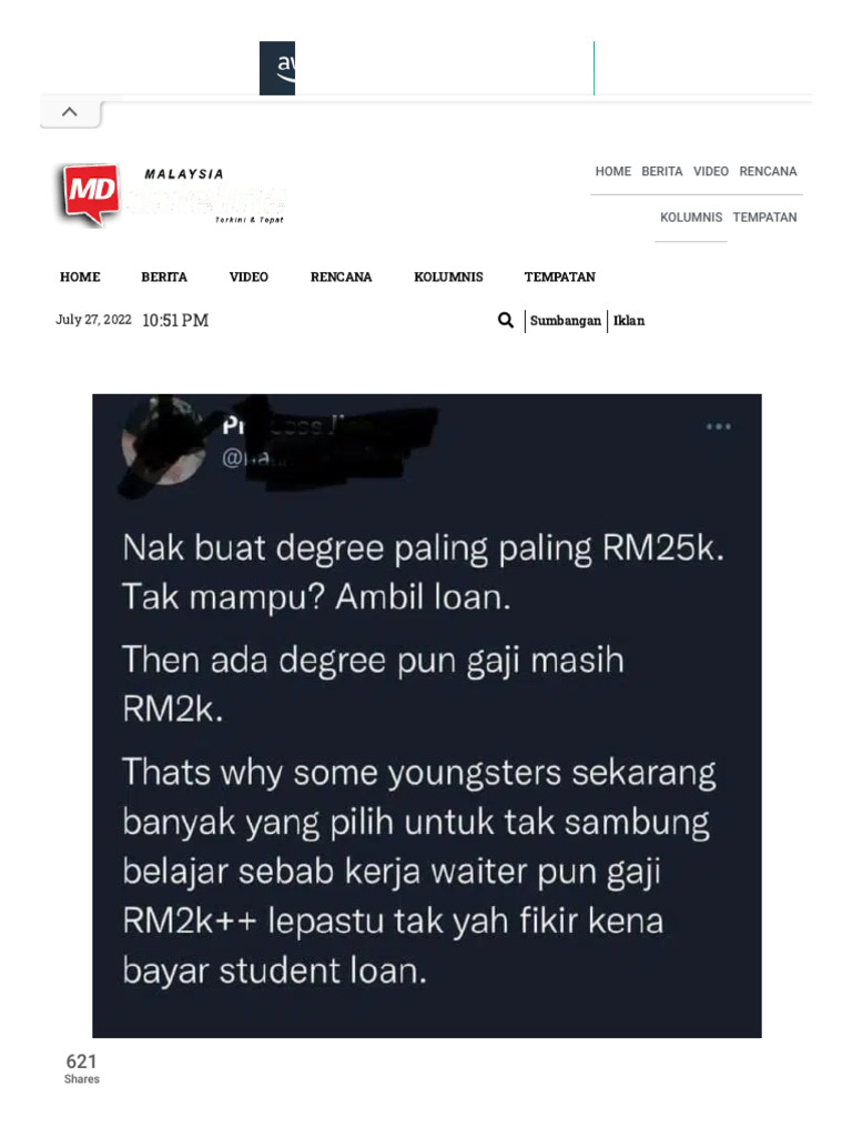 Tak Sambung Belajar Sebab Jadi Waiter' Pun Gaji RM2k, Motivator' Ini Balas Belajar Untuk Hidup ...