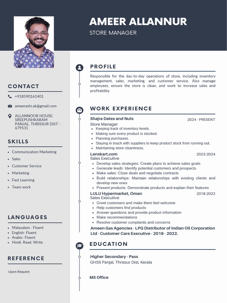 Blue and Gray Simple Professional CV Resume | PDF | Sales | Business