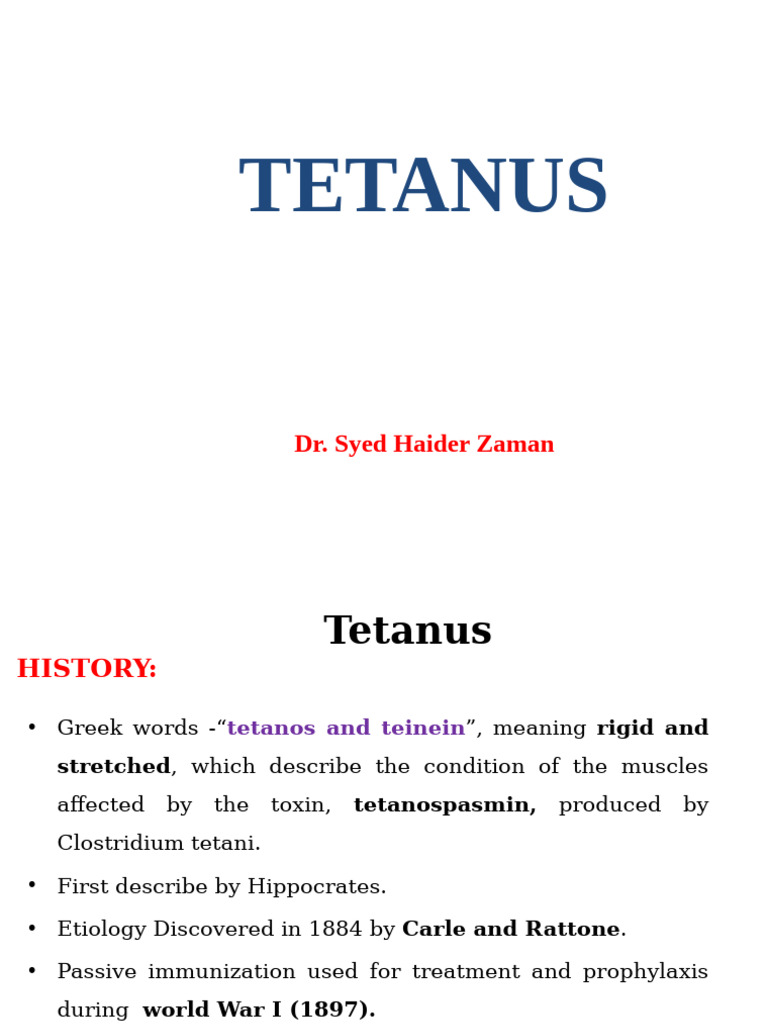Tetanus | PDF | Medical Specialties