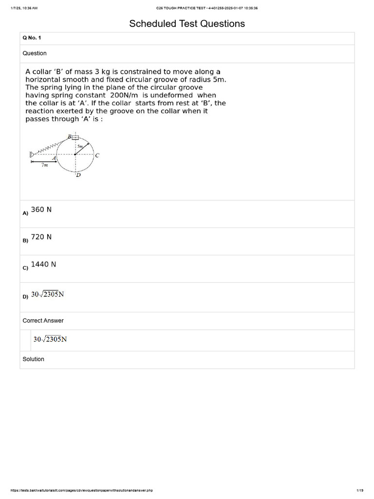 C26 PHYSICS - Tough Practice Test - 4-1 | PDF | Buoyancy | Mechanics