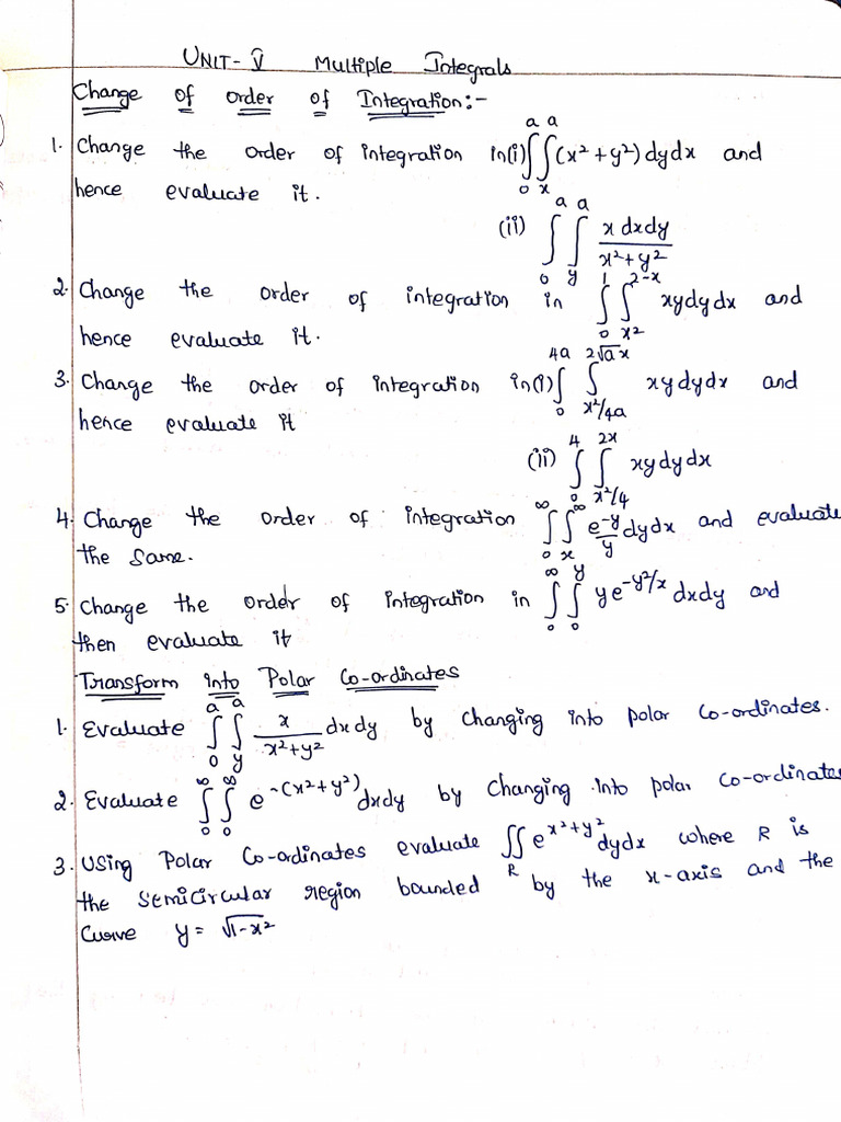 Unit-5 Important Questions Multiple Integrals | PDF