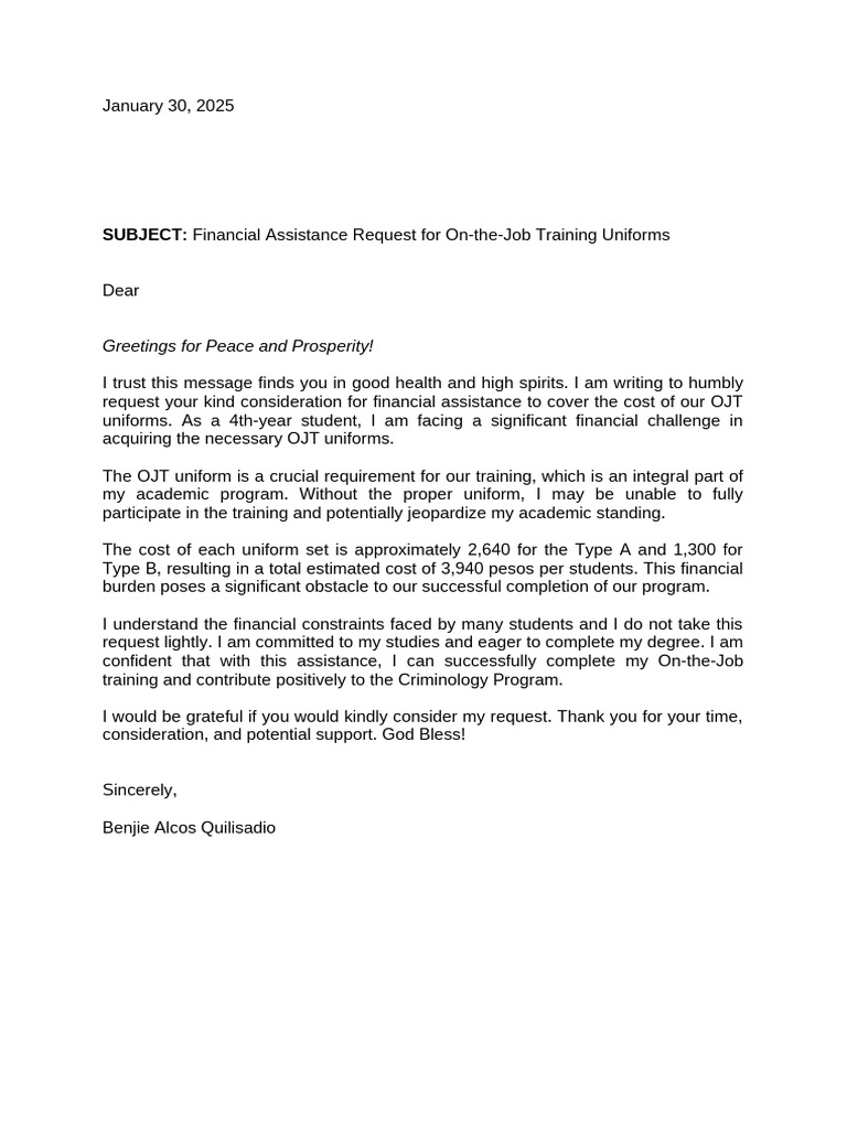 Solicitation For OJT Uniform | PDF