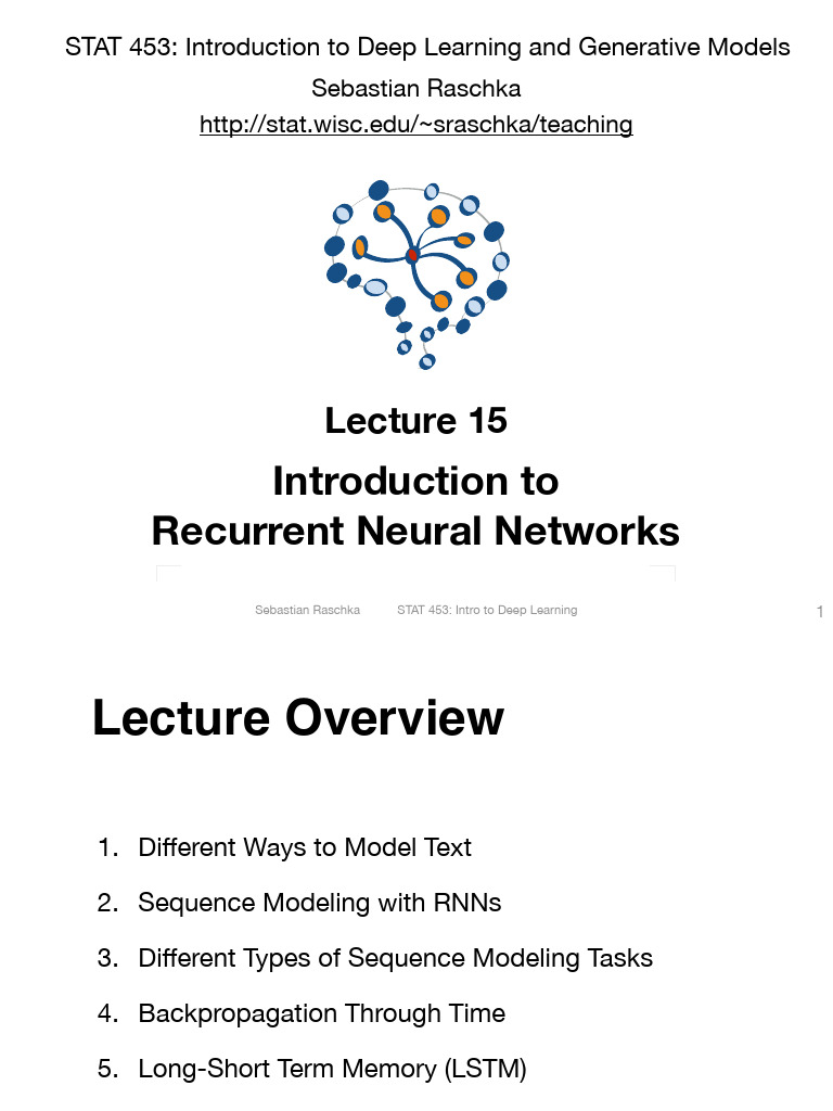L15_intro-rnn__slides | PDF | Deep Learning | Statistical Classification
