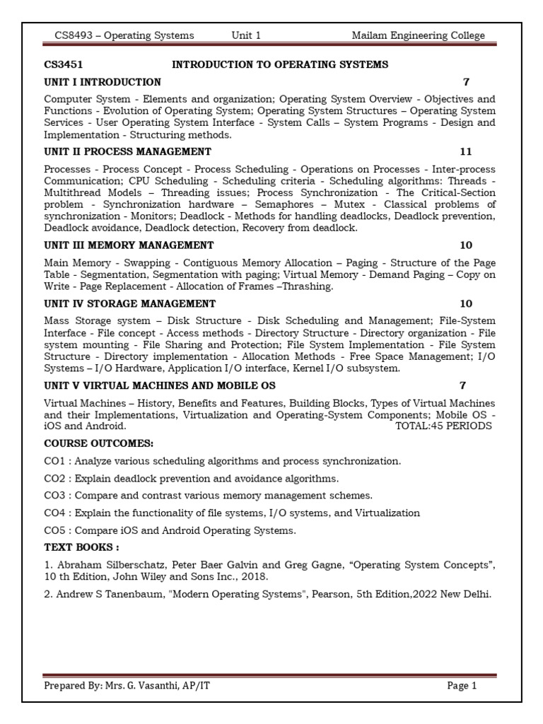 os-Unit 1 | PDF | Operating System | Computer Data Storage