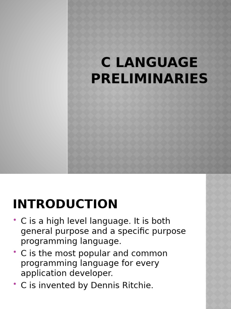 C Language Preliminaries | PDF | Reserved Word | C (Programming Language)