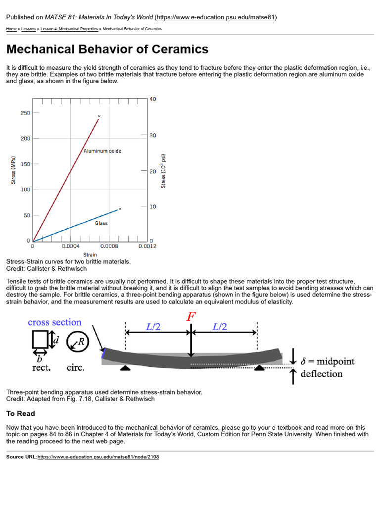 Mechanical Behavior of Brittle Ceramics | PDF