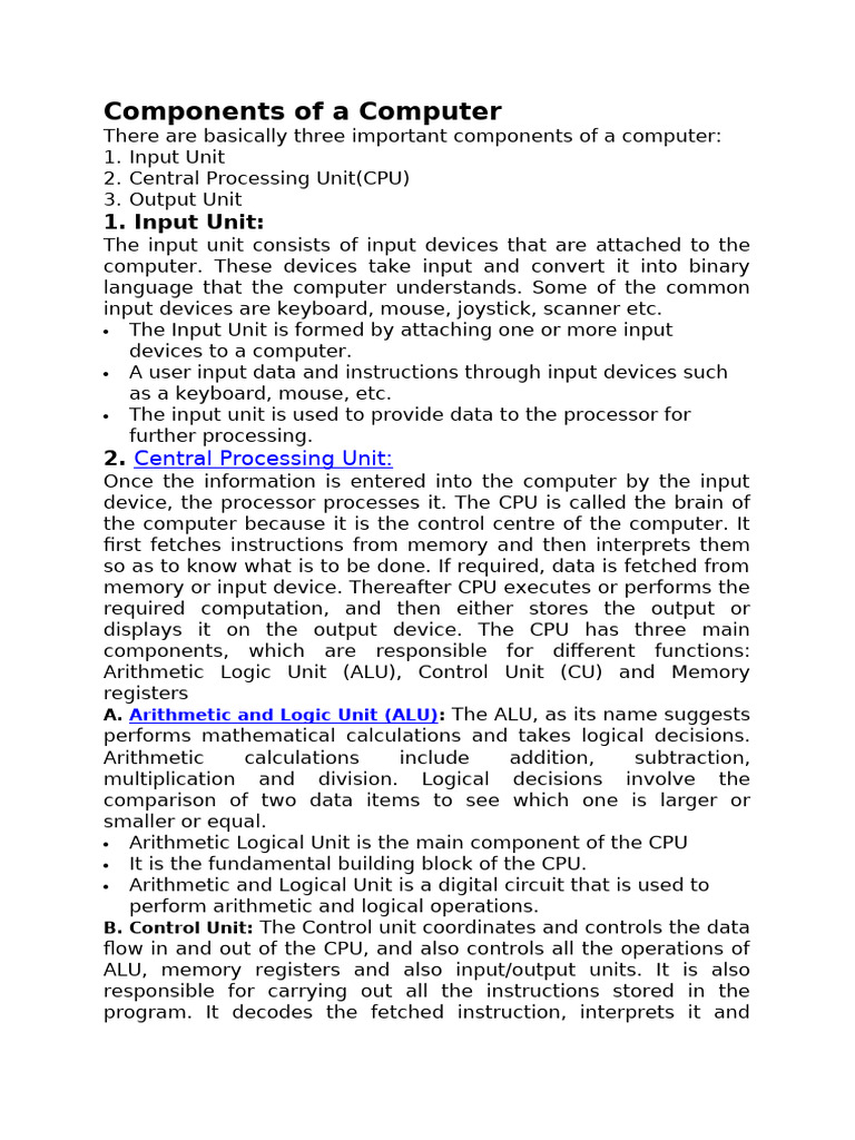 Key Components of a Computer System | PDF | Central Processing Unit ...