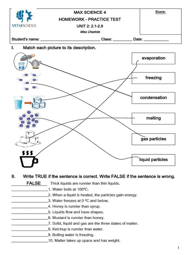 Max Science 4_Unit 2_2nd Semester_Revision | PDF | Liquids | Gases