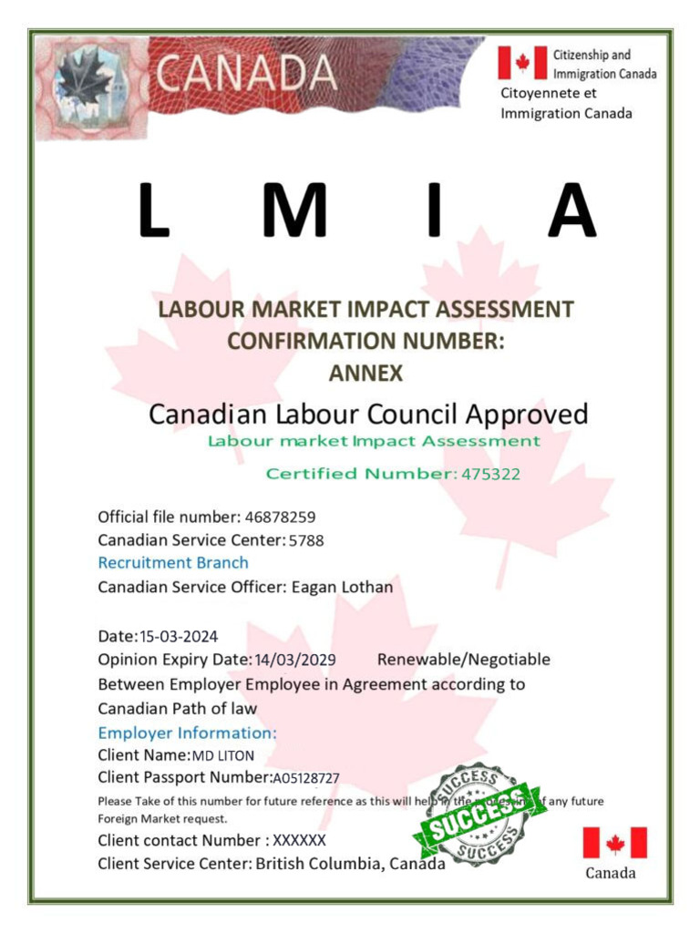 Belal Hossain LMIA | PDF