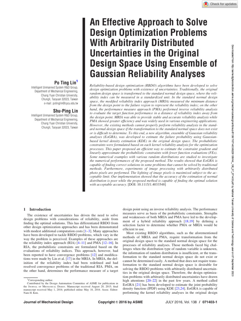 An Effective Approach To Solve Design Optimization Problems With Arbitrarily Distributed ...