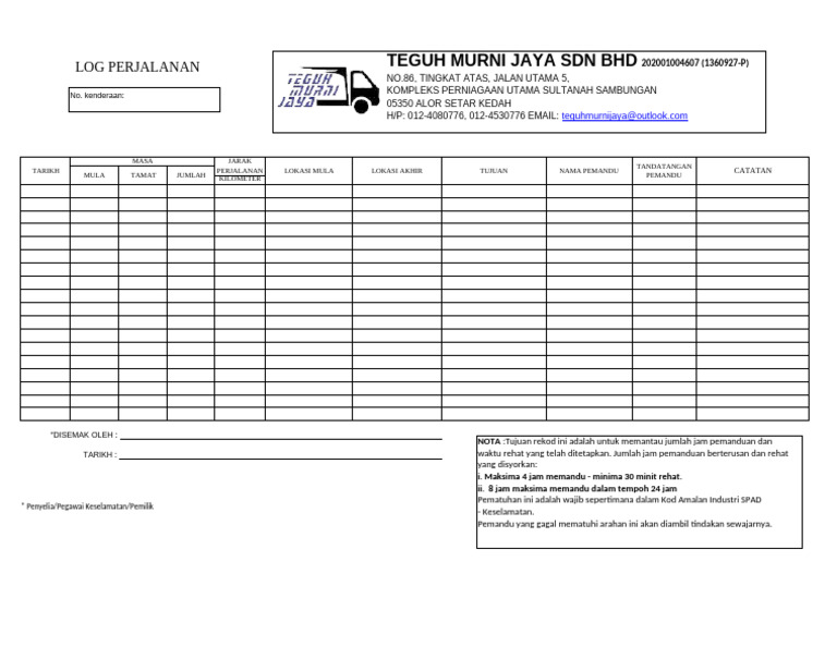 Log Perjalanan Lori | PDF
