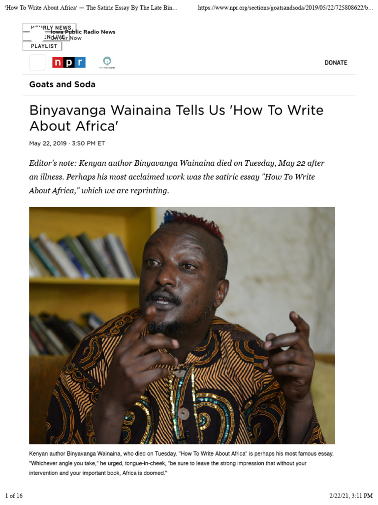 Binyavanga Wainaina's Satirical Guide | PDF | Npr | Elephant