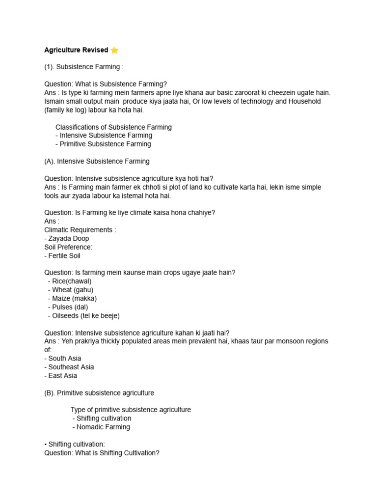 Class 8 Chapter Agriculture | PDF | Agriculture | Plantation