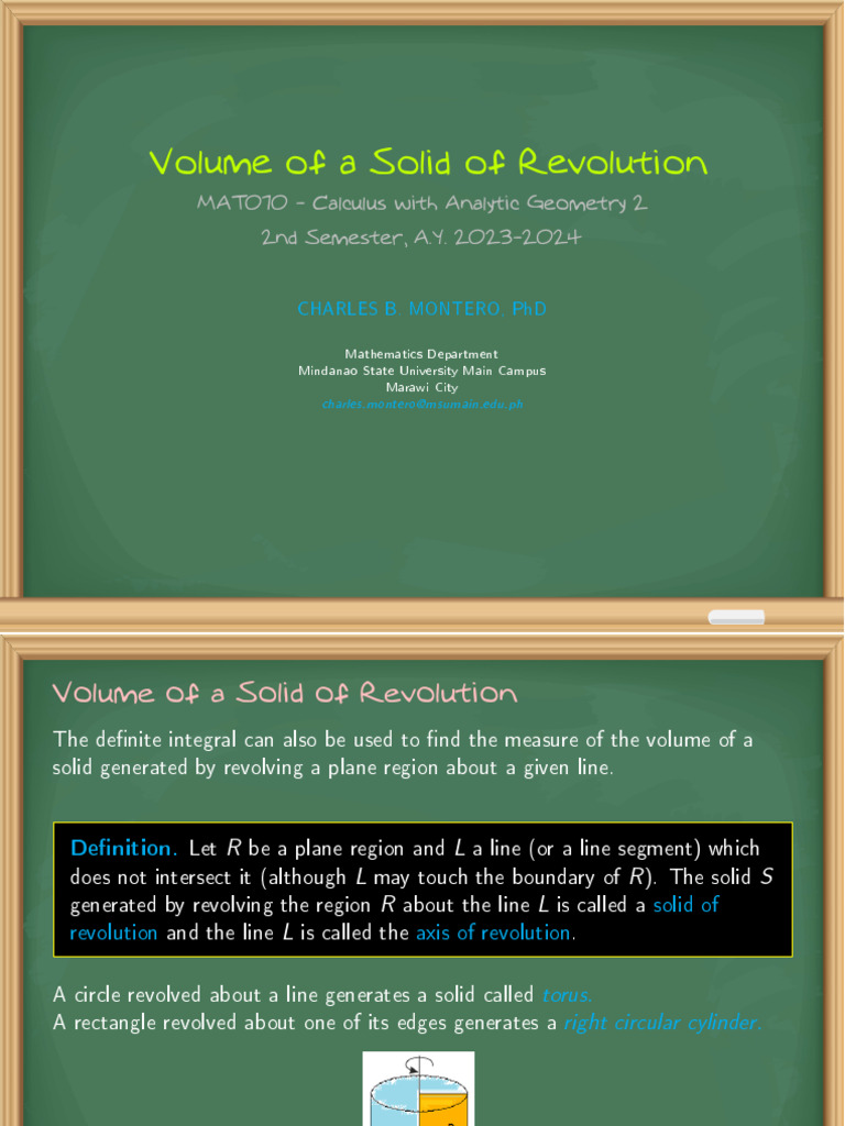 Volume of Solids of Revolution | PDF | Integral | Geometry