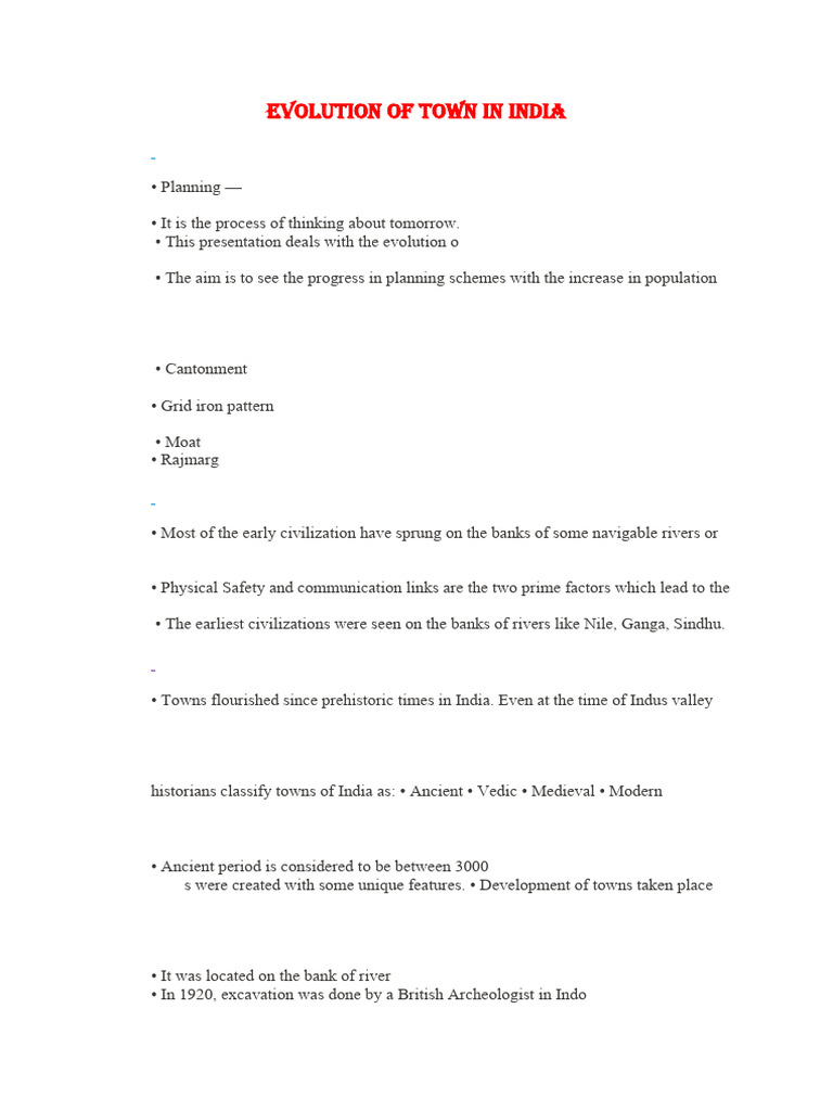 Evolution of Towns in India | PDF