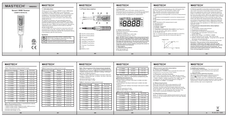 MS8911 Smart SMD Tester Overview | PDF | Electrical Impedance ...
