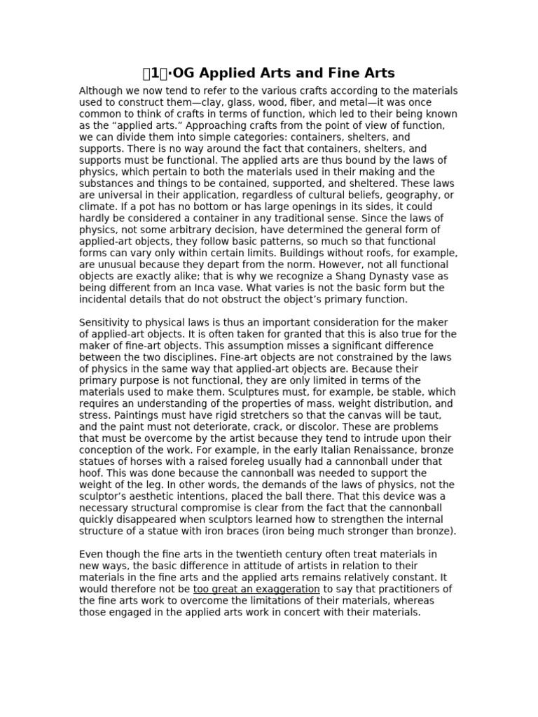 Applied Arts and Fine Arts | PDF | Fine Art | Sculpture