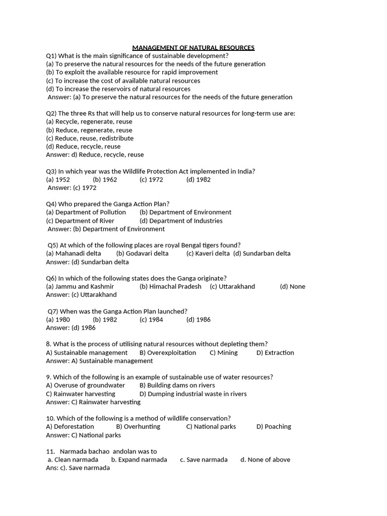 Management of Natural Resources | PDF | Biodiversity | Sustainability