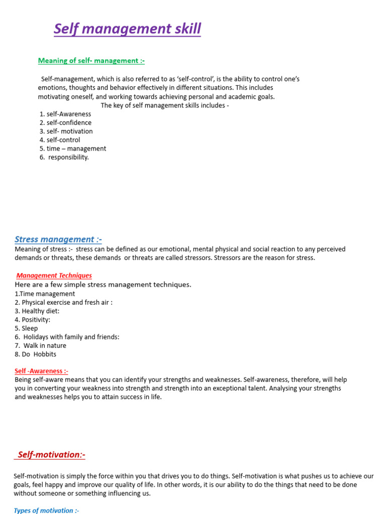 Unit 2 Self Management Skill | PDF | Personality Disorder | Mental Disorder