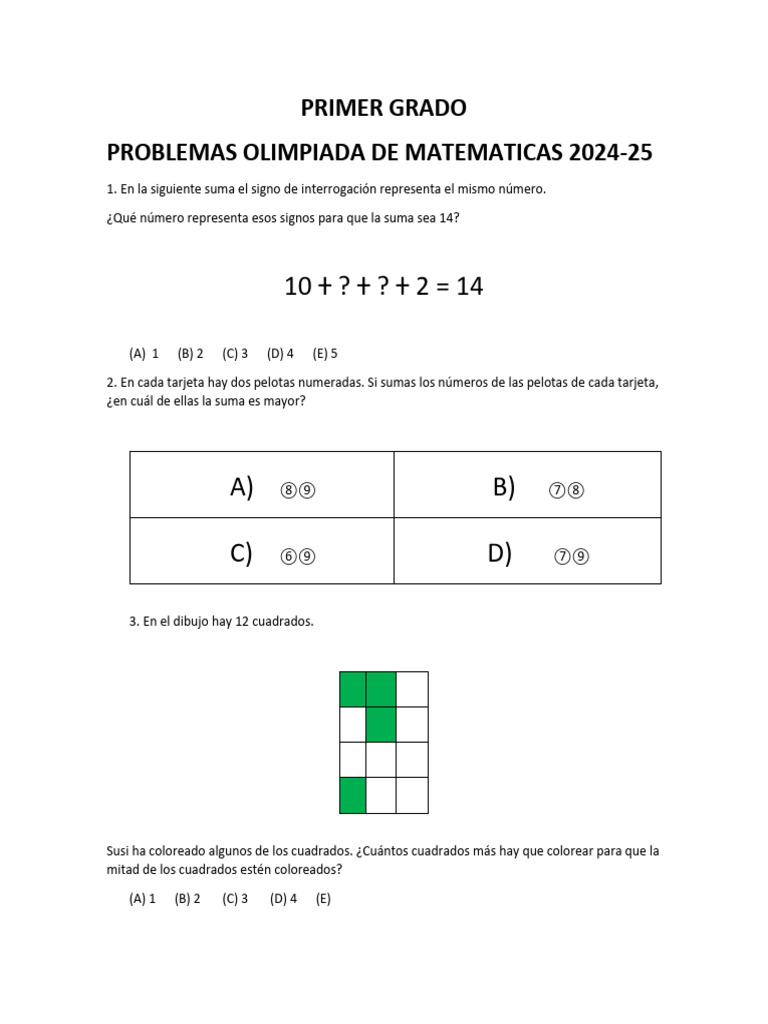 Problemas Olimpiada de Matematicas 2024-25 | PDF