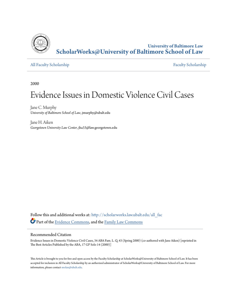 Evidence in Domestic Violence Cases | PDF | Domestic Violence ...