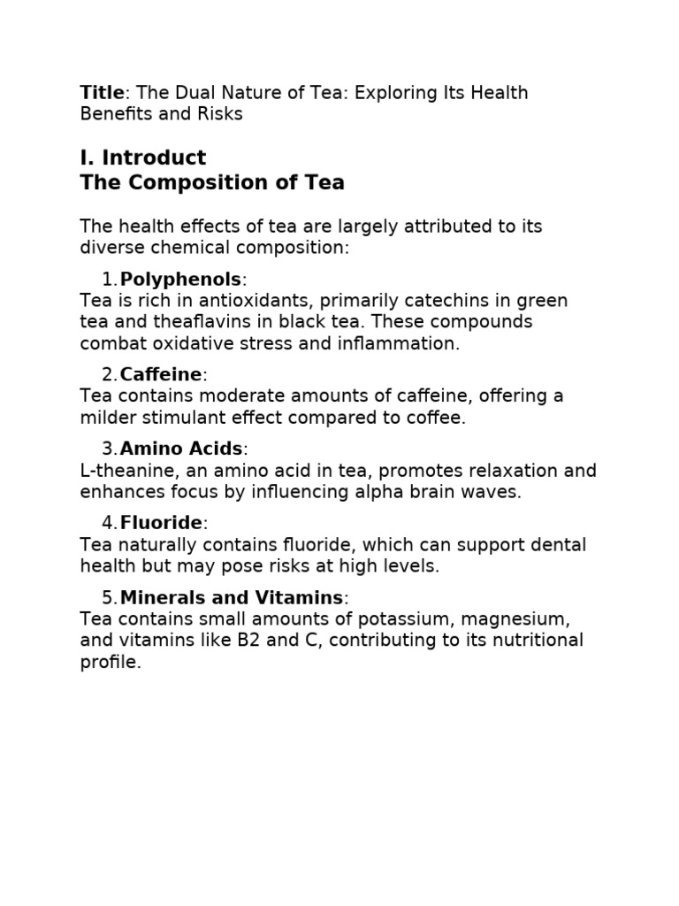Health Benefits and Risks of Tea | PDF