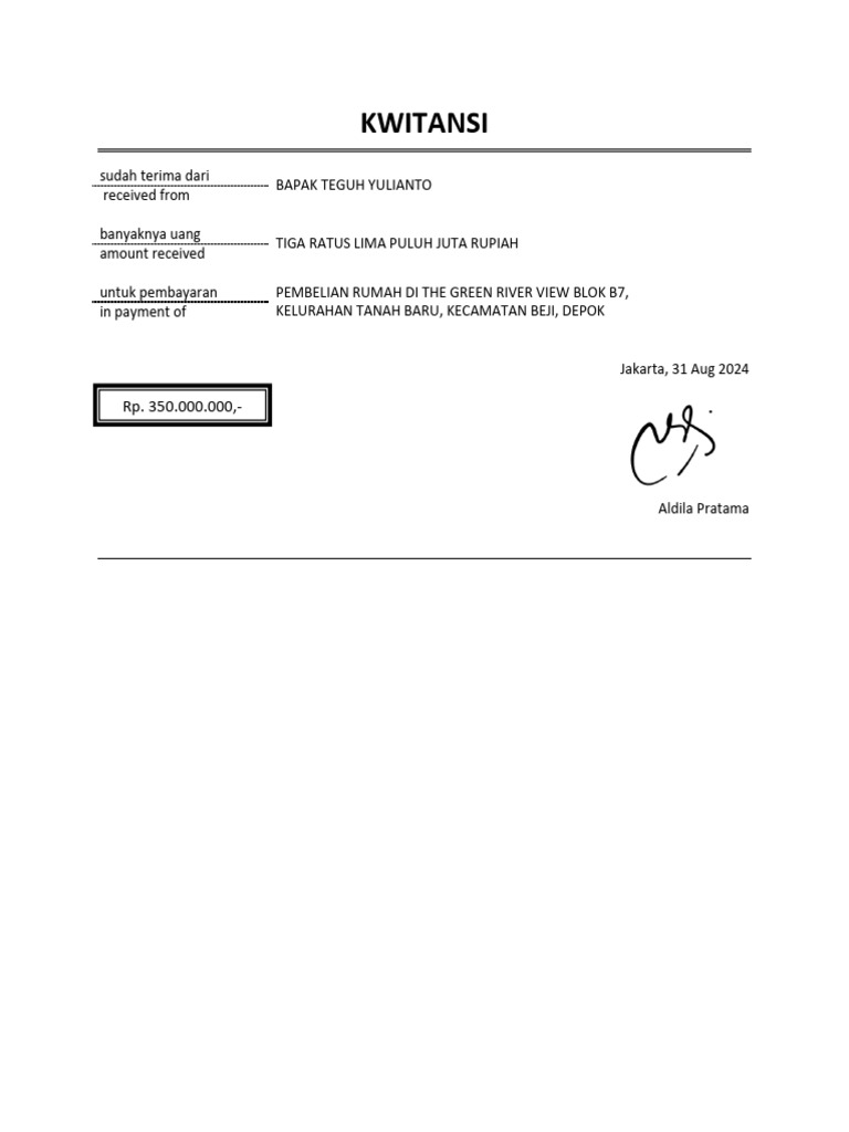Kwitansi Rumah Lunas | PDF