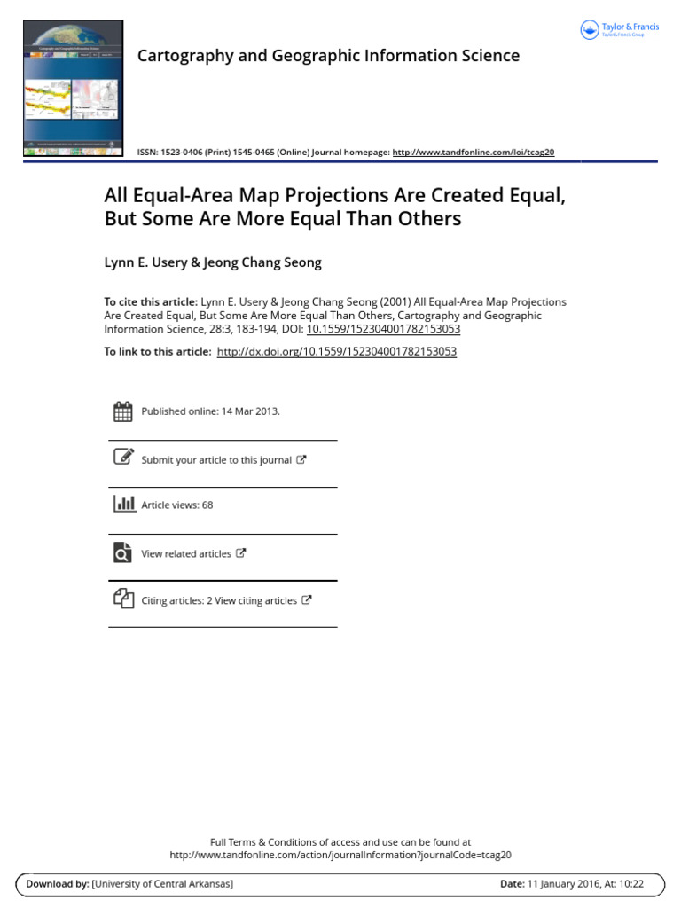 Usery and Seong - 2001 - All Equal Area Map Projections Are Created Equal But Some Are More ...