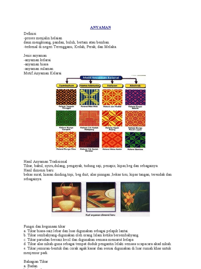 Perbedaan Anyaman dan Sulaman | PDF