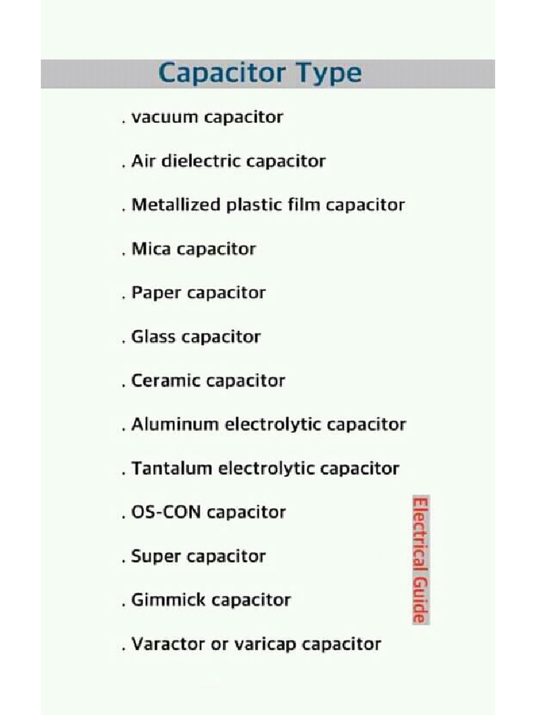 Types of Capacitors With Diagrams | PDF
