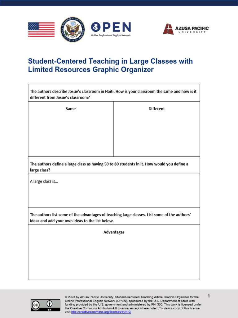 Student-Centered Teaching Graphic Organizer | PDF