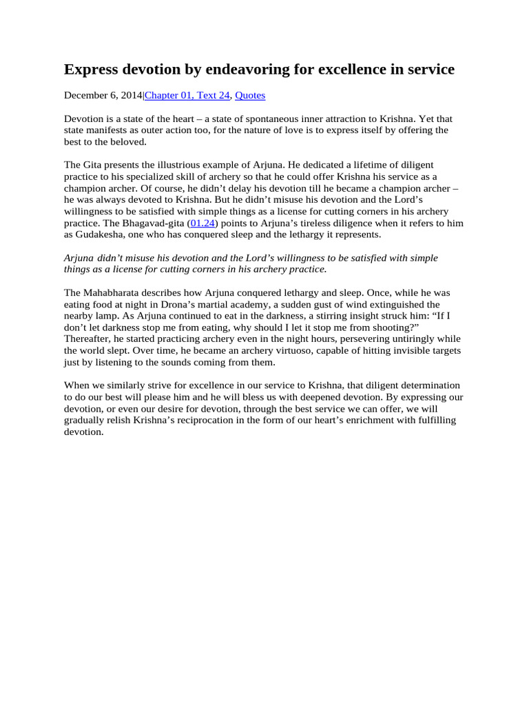 Express Devotion by Endeavoring For Excellence in Service | PDF
