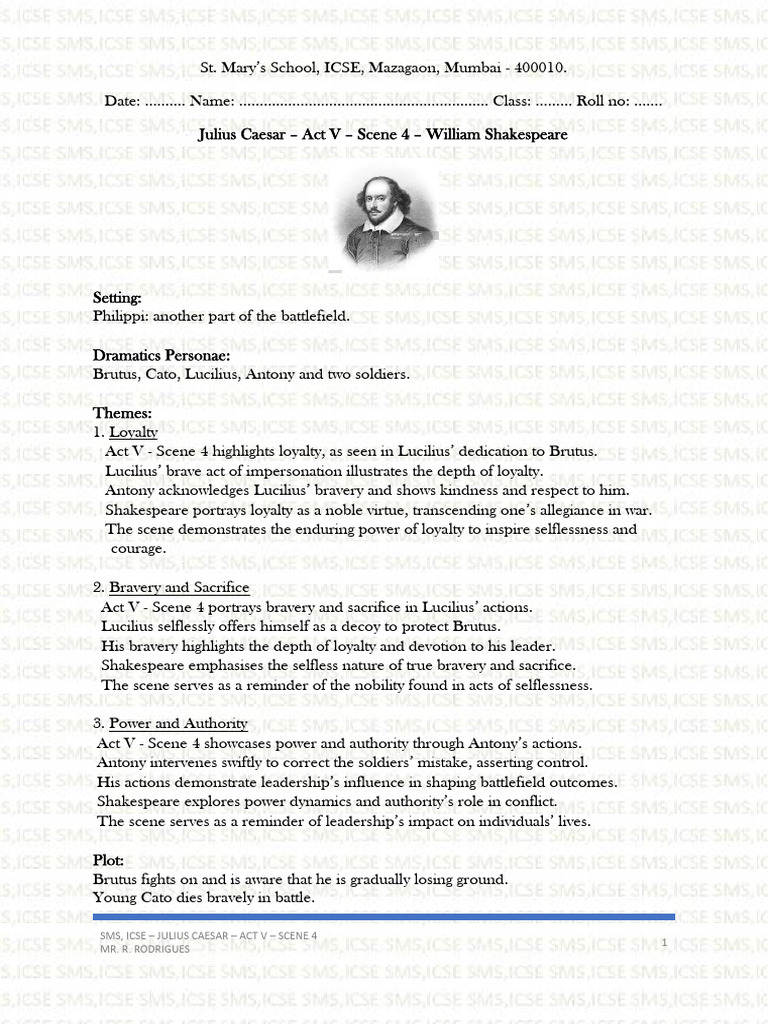 Julius Caesar - Act V - Scene 4 - (Student-S Copy) | PDF | Courage