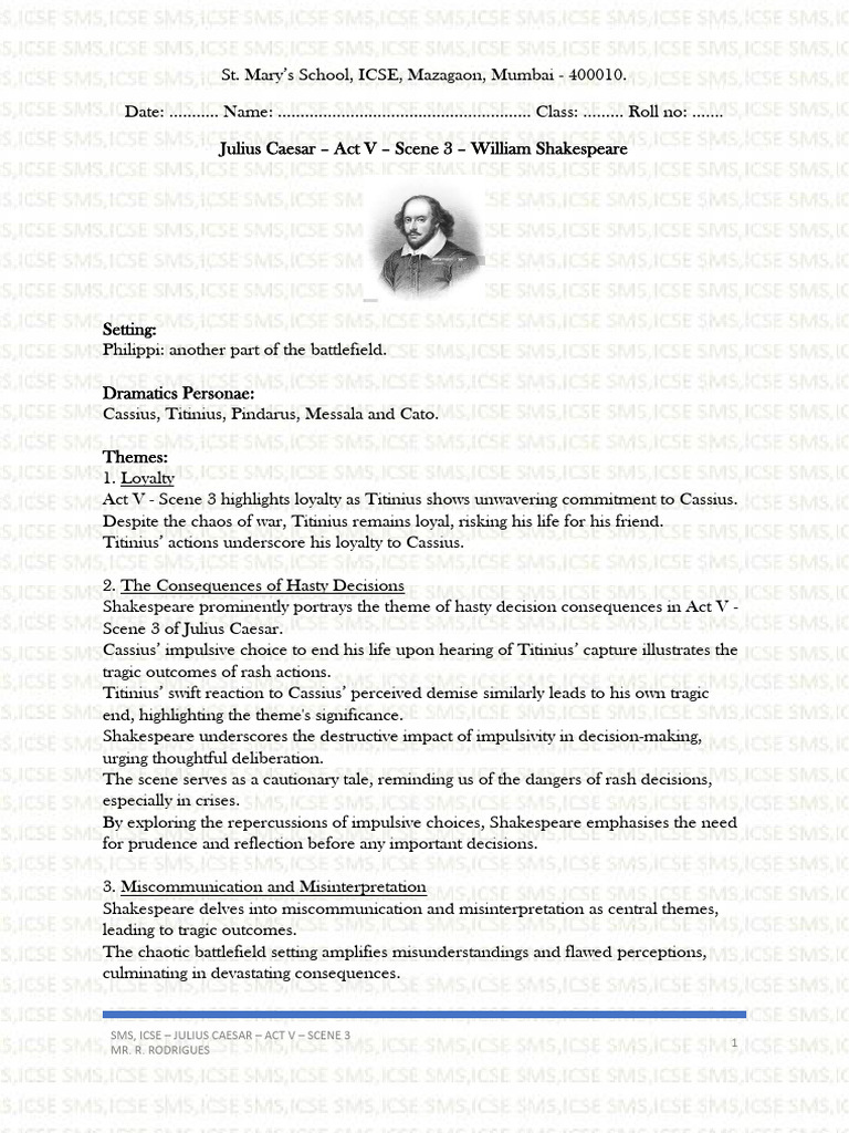 Julius Caesar - Act V - Scene 3 - (Student-S Copy) | PDF | Julius ...