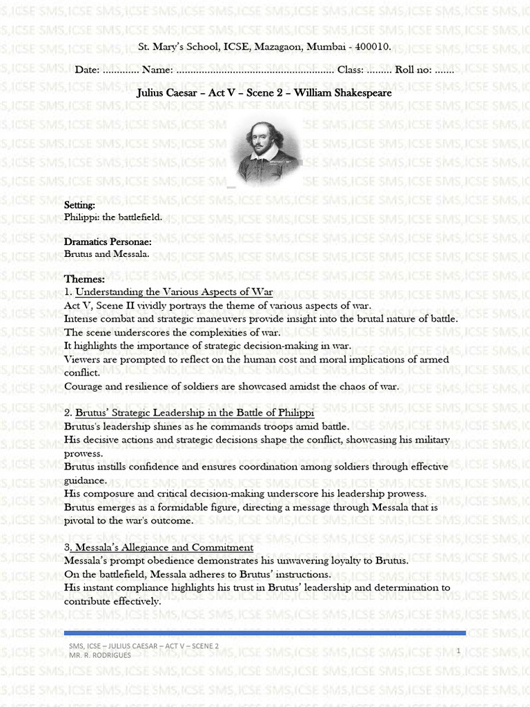 Julius Caesar - Act V - Scene 2 - (Student-S Copy) | PDF | Augustus ...