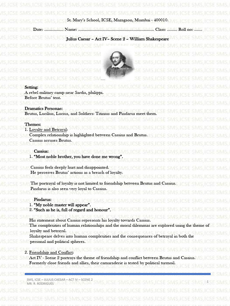 Julius Caesar - Act IV - Scene 2 - (Student-S Copy) | PDF